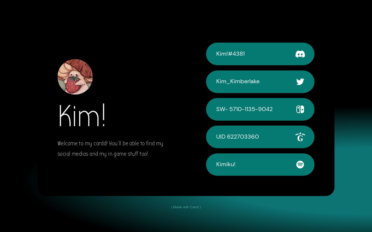 Kim the Candle's bio card!